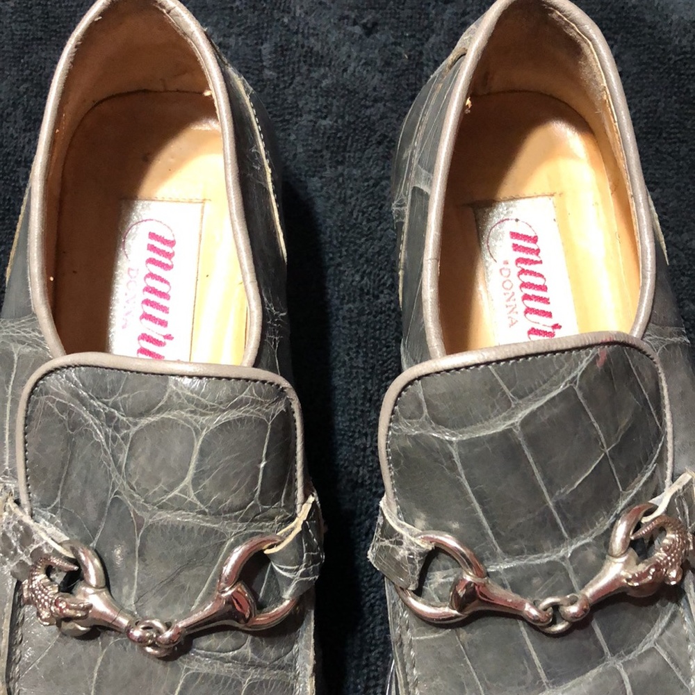 Mauri Genuine Alligator Gray Loafers Size 10 - Gem